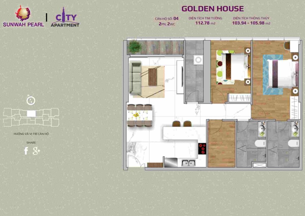 Layout căn hộ Golden House – Sunwah Pearl – City Apartment