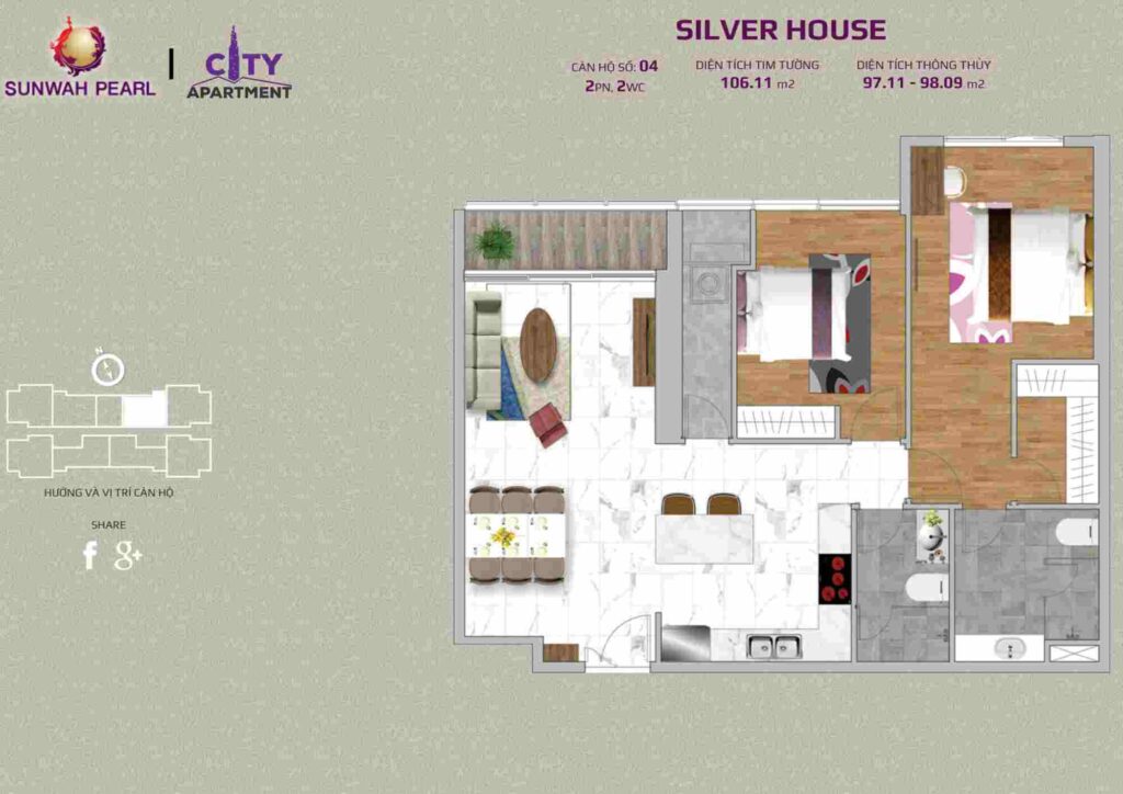 Silver House apartment layout – Sunwah Pearl – City Apartment