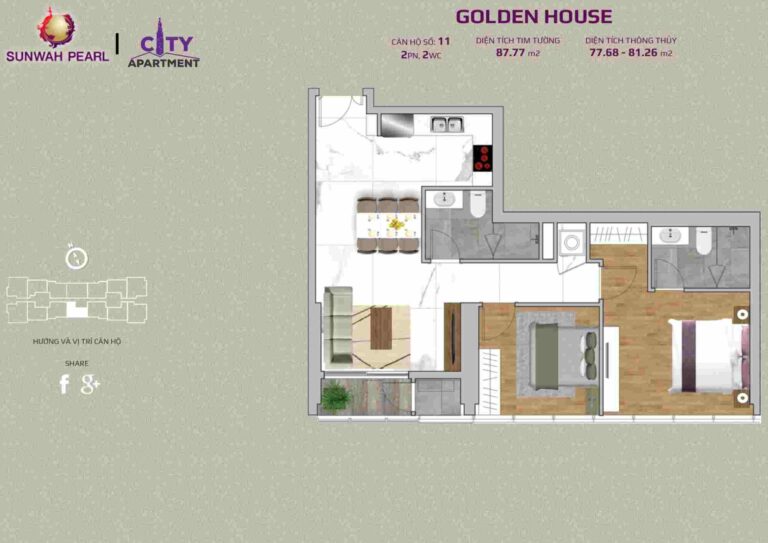 Layout căn hộ Golden House – Sunwah Pearl – City Apartment